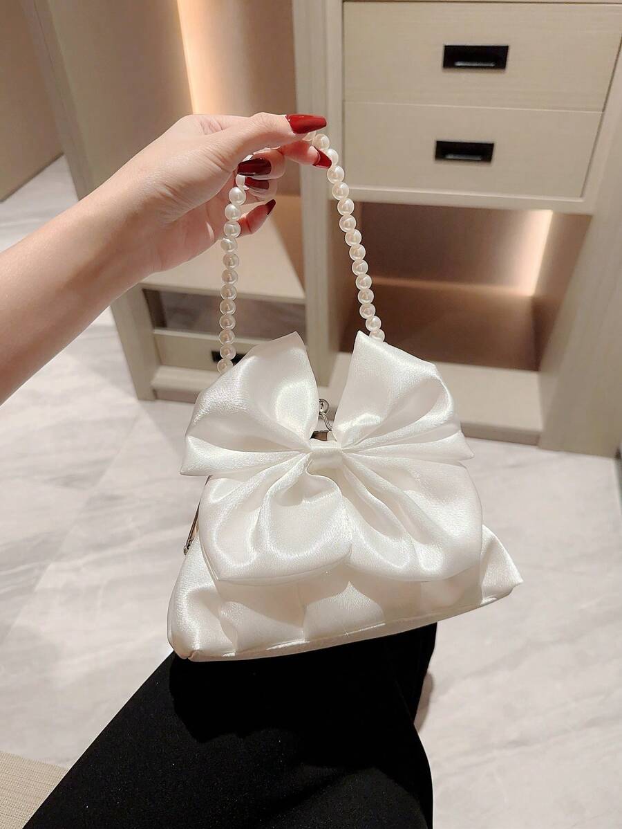 Moonlit EveBag Women's Exquisite Satin Flower Evening Bag With Faux ...