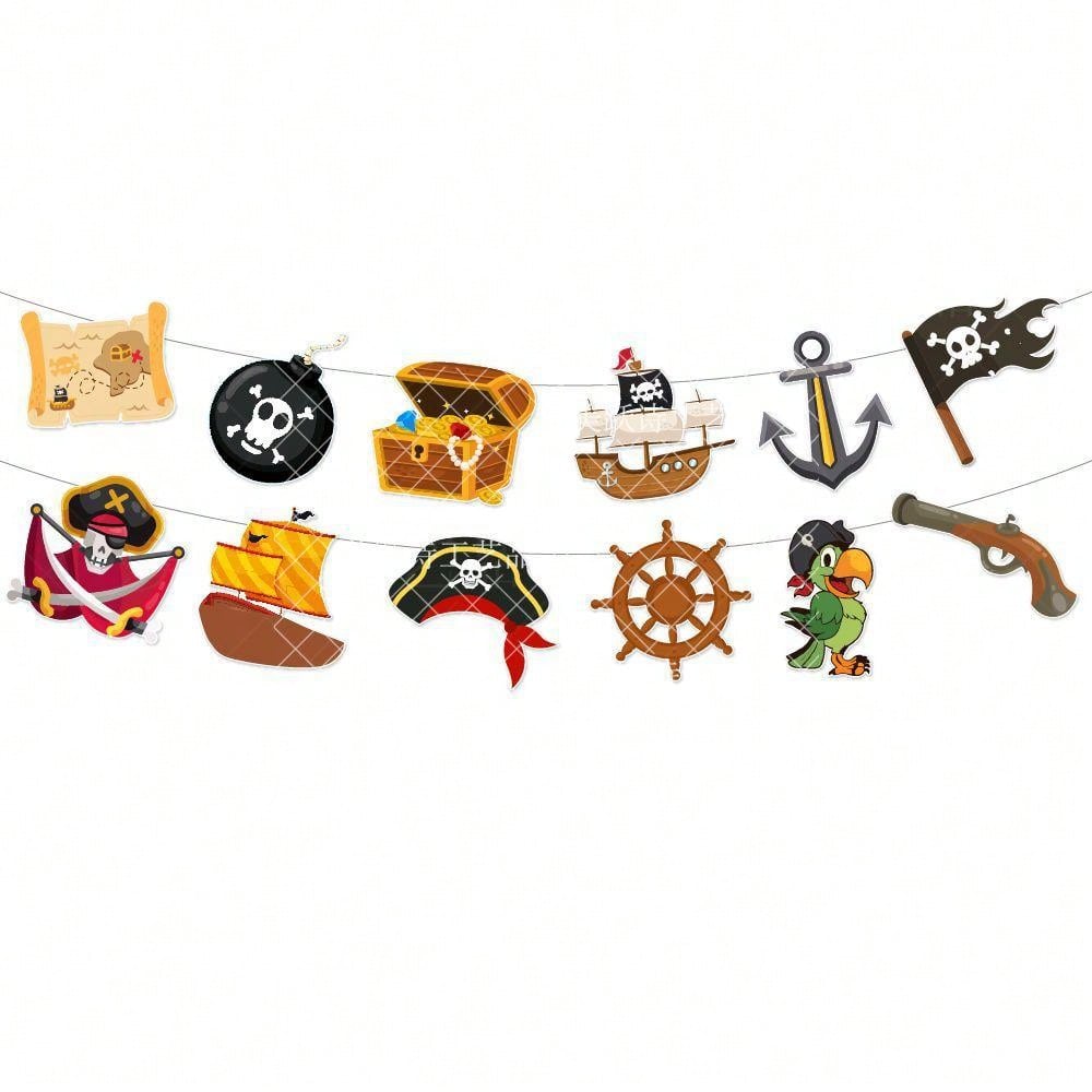 Pirate Themed Birthday Party Decoration Set, Including Pirate Flag ...