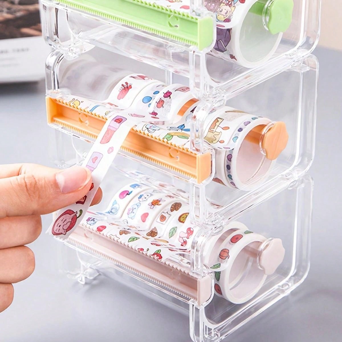 1pc green office and paper tape cutter Creative tape storage box ...