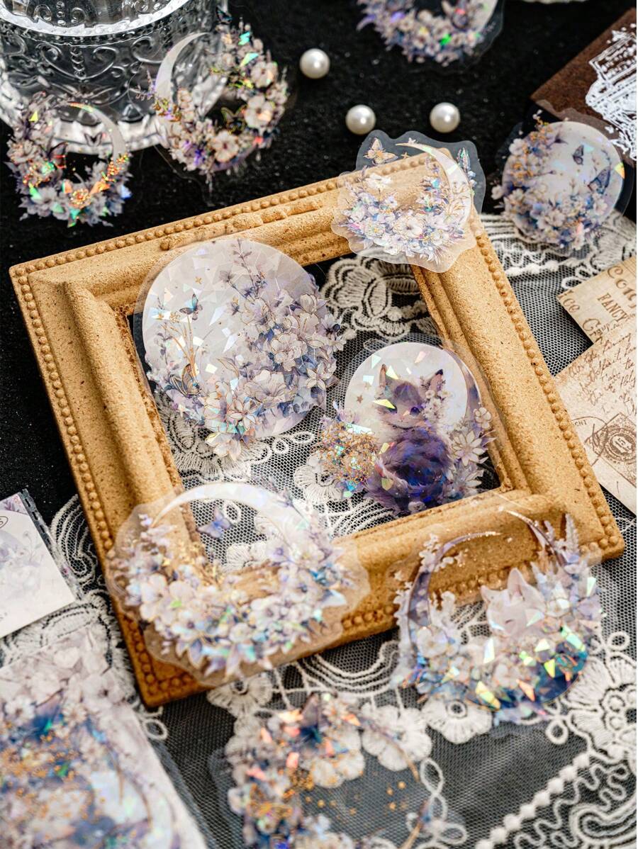 1pack/20 Sheets Moon, Cat, Flower Collage Pet Stickers Set For Planner ...