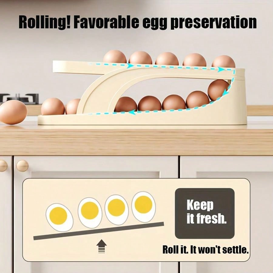 Automatic Rolling Eggs Box Layer Rack Holder For Fridge Fresh-keeping Storage Container Eggs ...