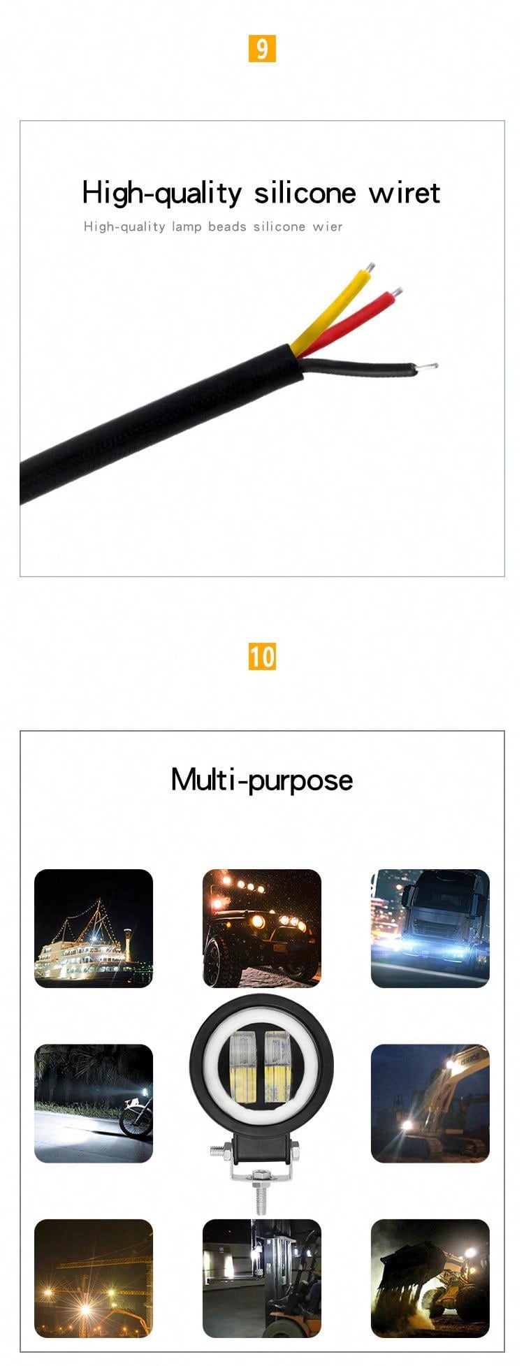 1 szt. Led Praca Lekki Okrągły 20W Motocykl Led Anioł Oko Praca Lekki ...