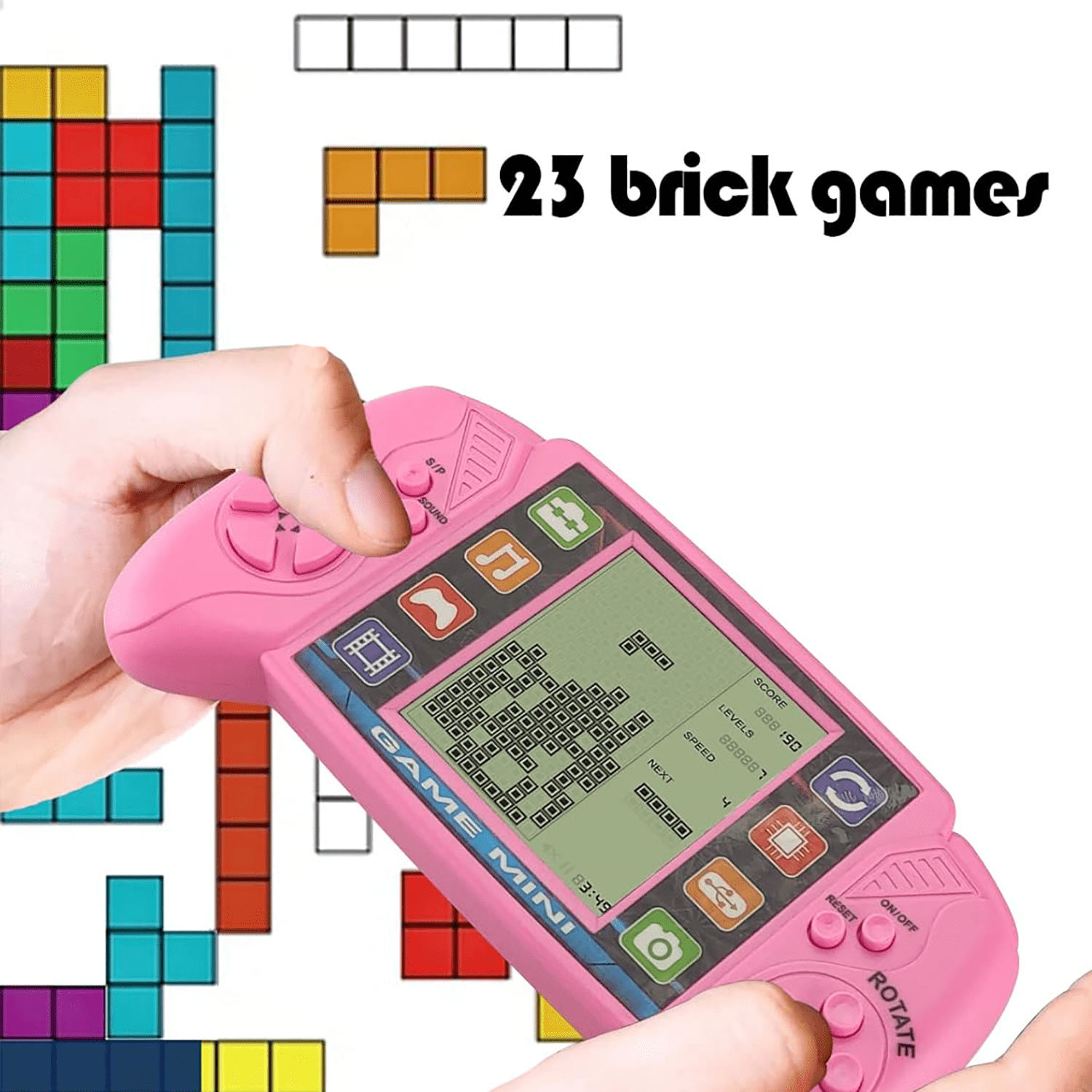 Box Pack 23 Games Handheld Game Player With Large Screen Tetris Game ...