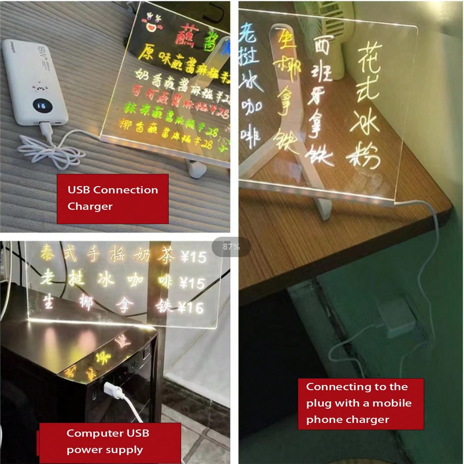 1 Pieza (enviar 7 Bolígrafos De Colores) Tablero De Notas Led Con ...