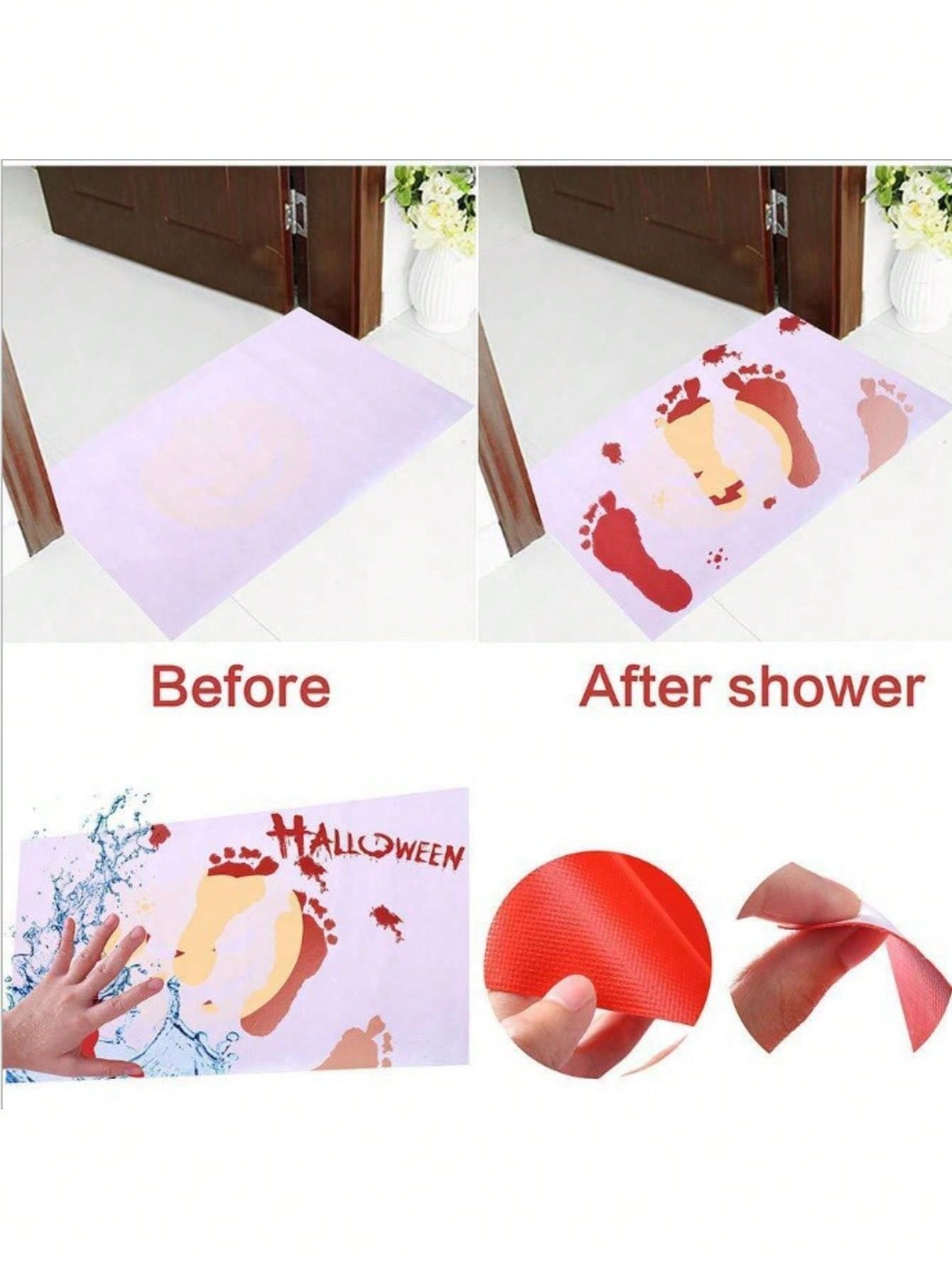 1pc Blood Spattered Footprint Color Changing Mat For Bathroom Floor ...