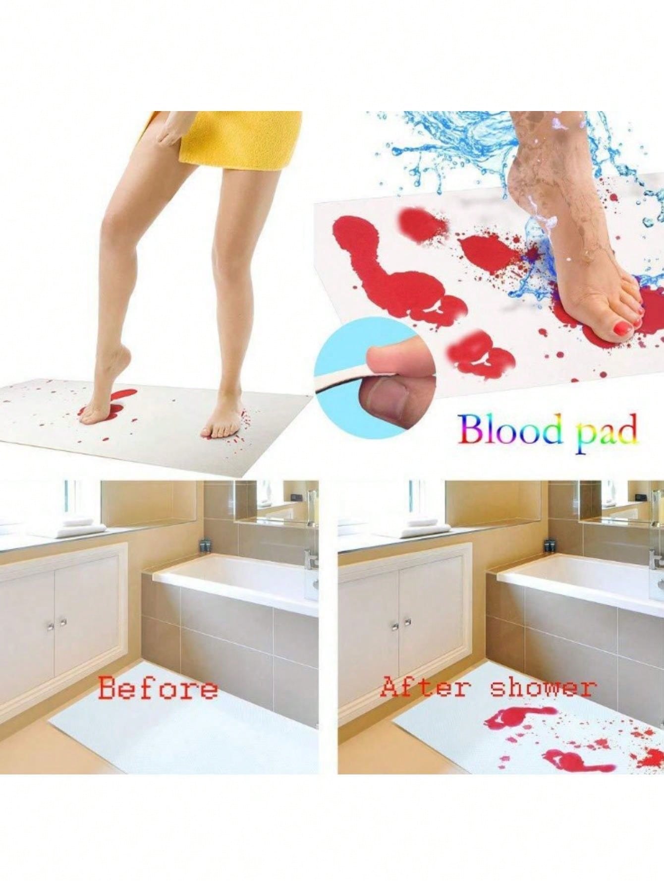 1pc Blood Spattered Footprint Color Changing Mat For Bathroom Floor ...
