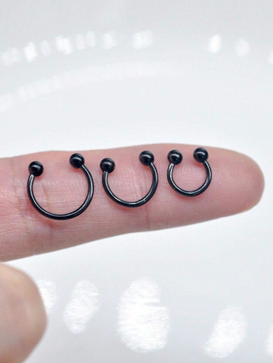 5pcs/set Stainless Steel Piercing Nose Rings For Men & Women Spiral ...