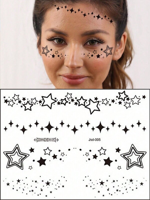 (one Post) Face Stars Collarbone Tattoo Stickers Shoulders Finger ...