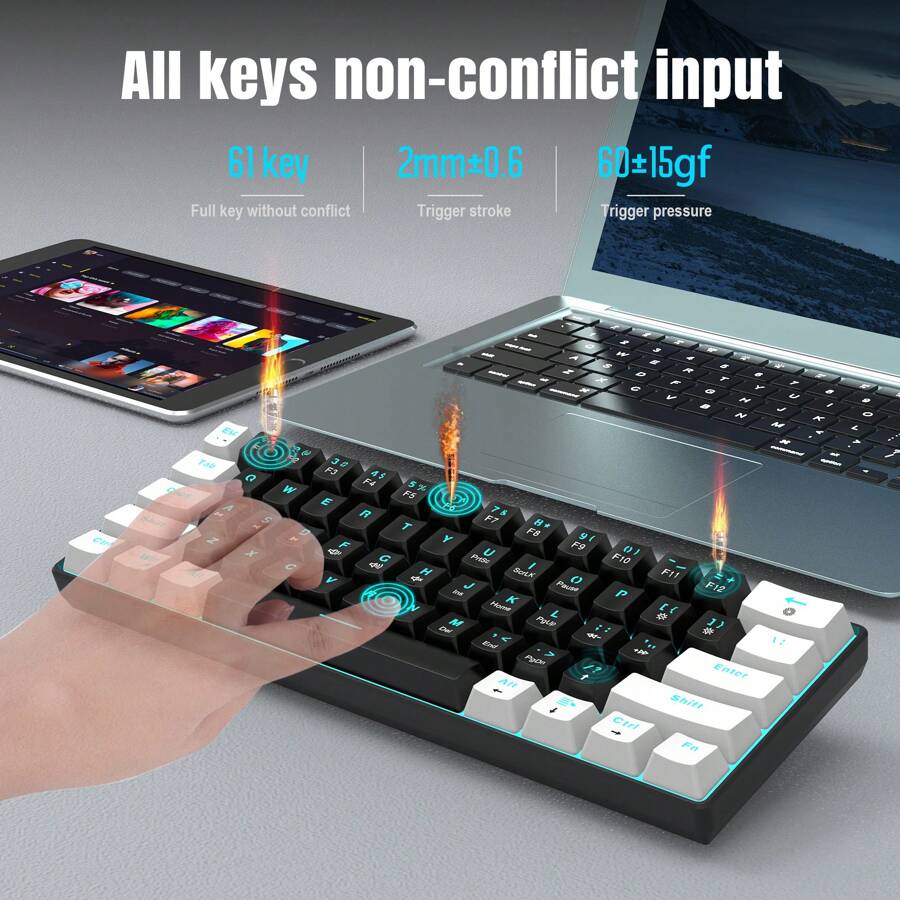 HXSJ Hxsj V900 61-key Mechanical Keyboard Compact Mini Blue Switch ...