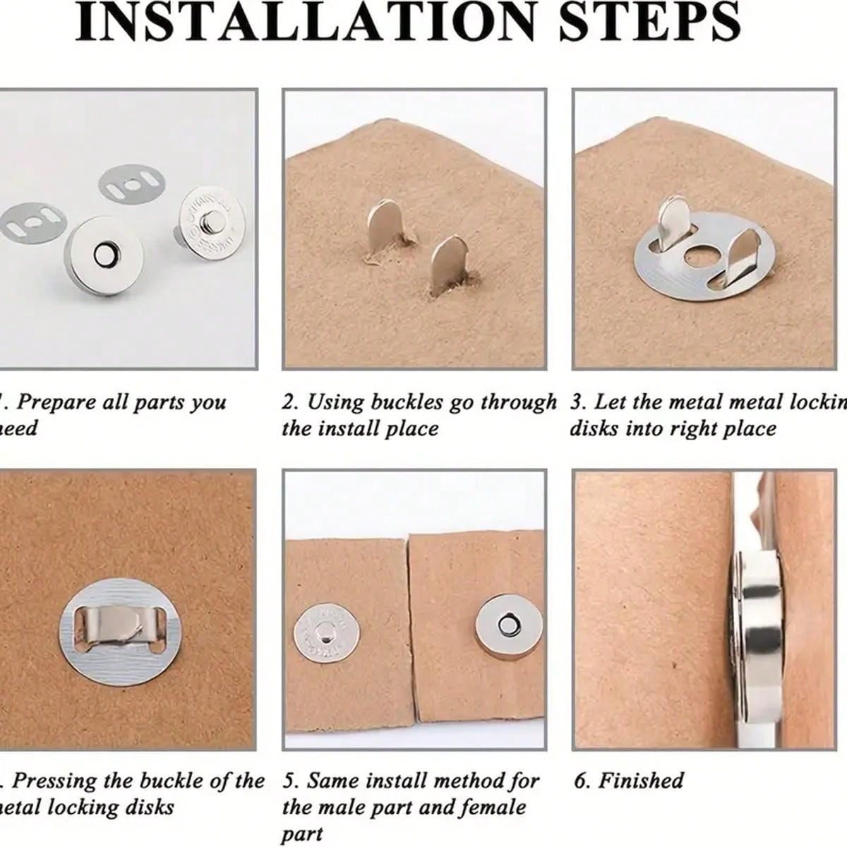 10 pcs Silver 14mm Magnetic Button Clasps Snaps Fastener Clasps Craft ...