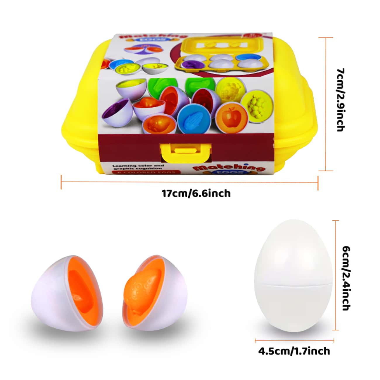 Matching Eggs Set of 6, Shape Recognition Sorting Skills Learning Toys ...