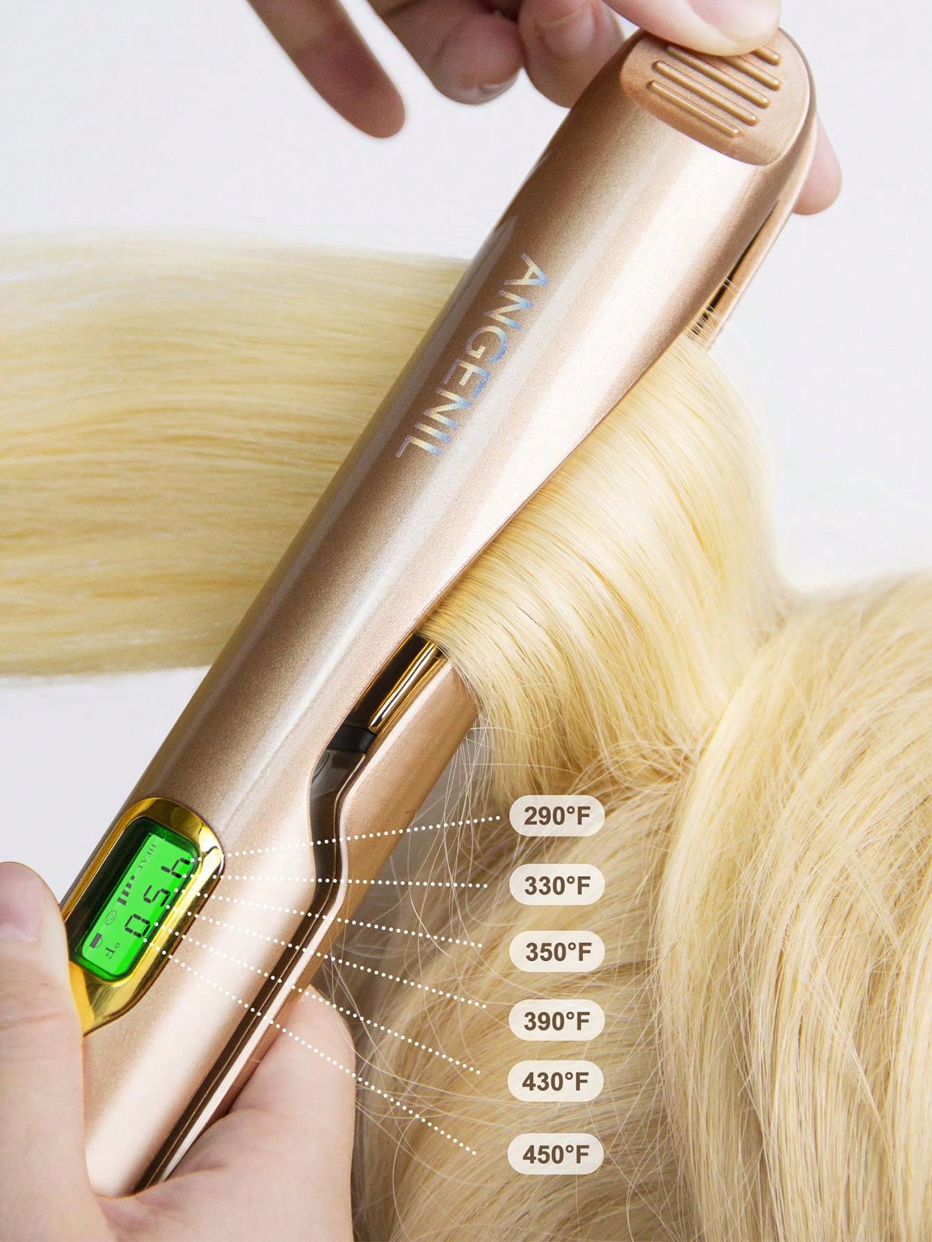 angenil Dual Voltage Hair Straightener And Curler 2-in-1, Titanium Flat Iron For Straightening ...