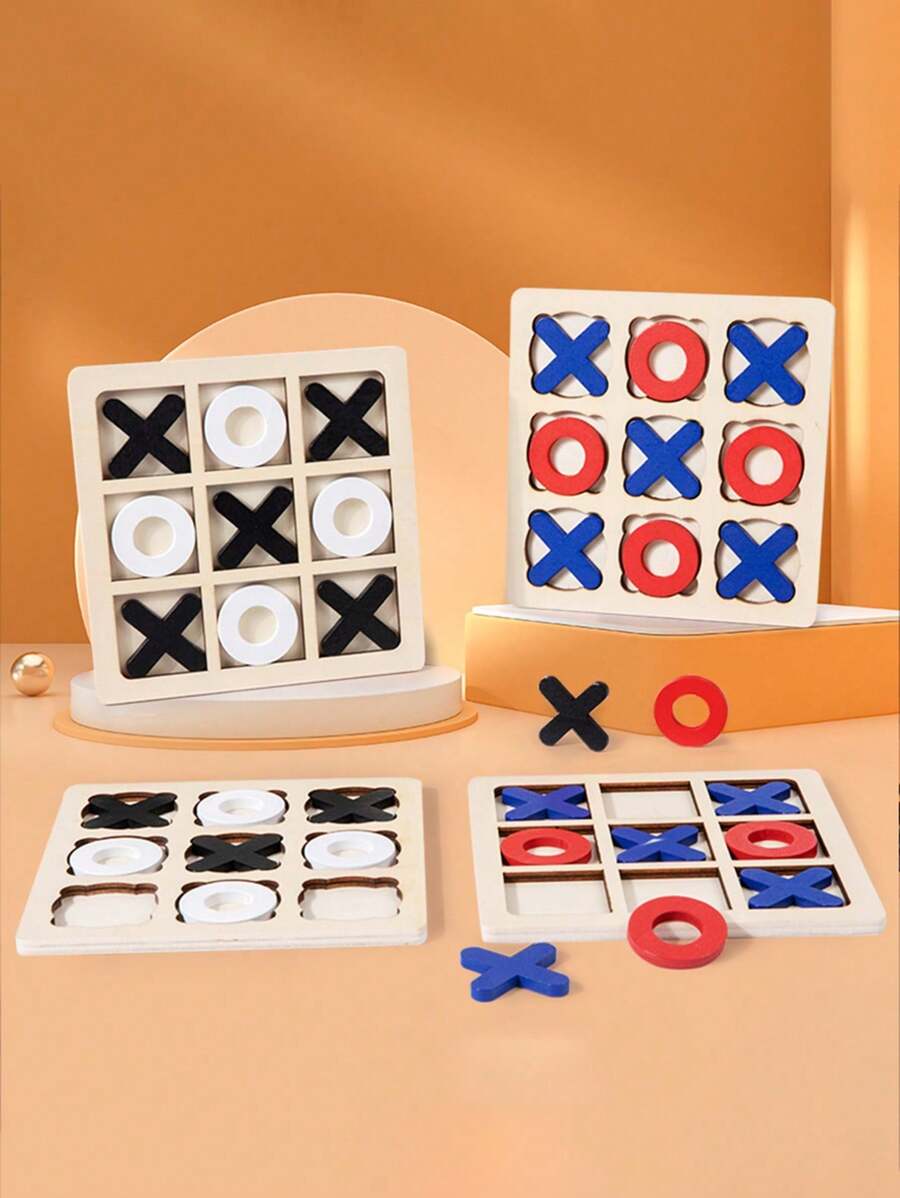 1set Wooden Tic Tac Toe Game, Xo Grids For Kids' Educational And ...