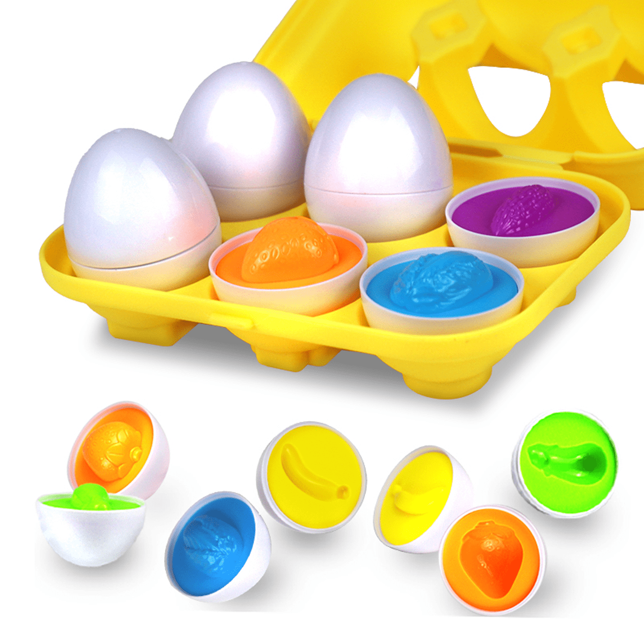 Matching Eggs Set of 6, Shape Recognition Sorting Skills Learning Toys ...