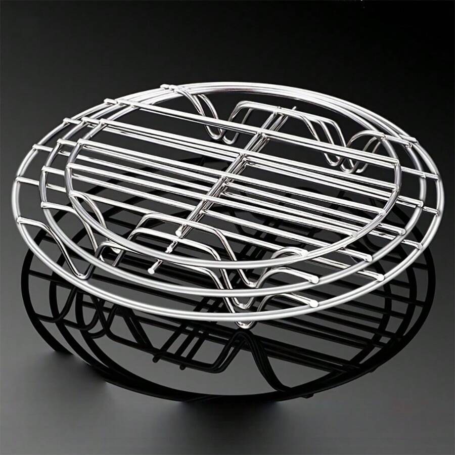 1pc Stainless Steel Circular Cooking Rack - Perfect For Air Fryers ...