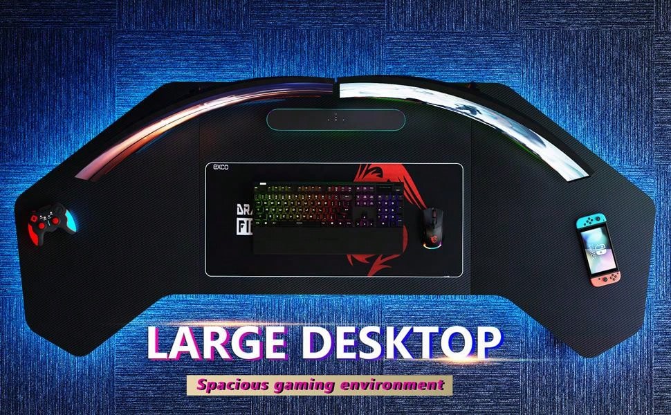 Tribesigns Gaming Desk, Ergonomic Gaming Computer Desk, 66.5 Inch Large ...