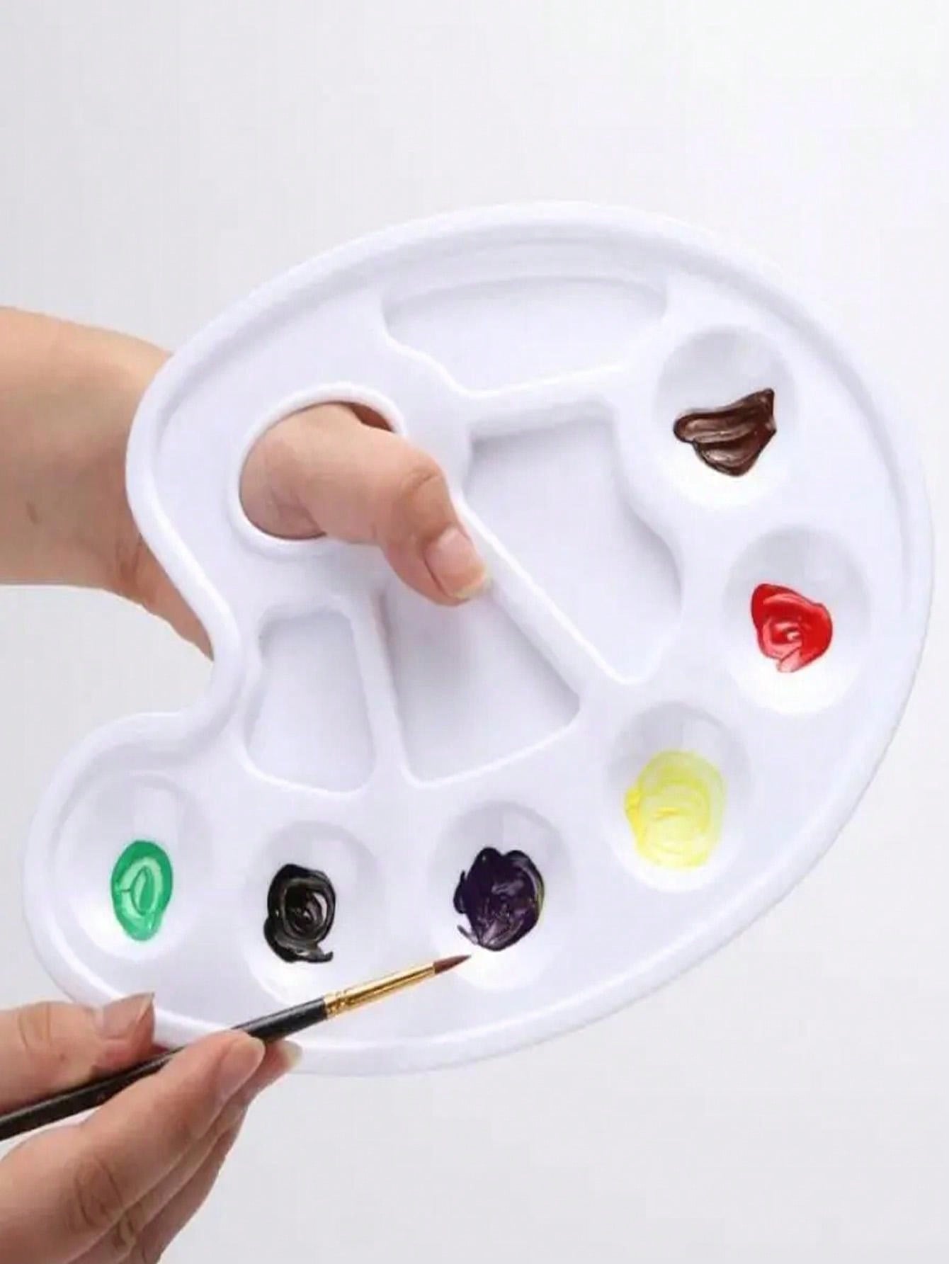 1pc Oval-shaped Portable White Plastic Paint Palette For Artistic ...