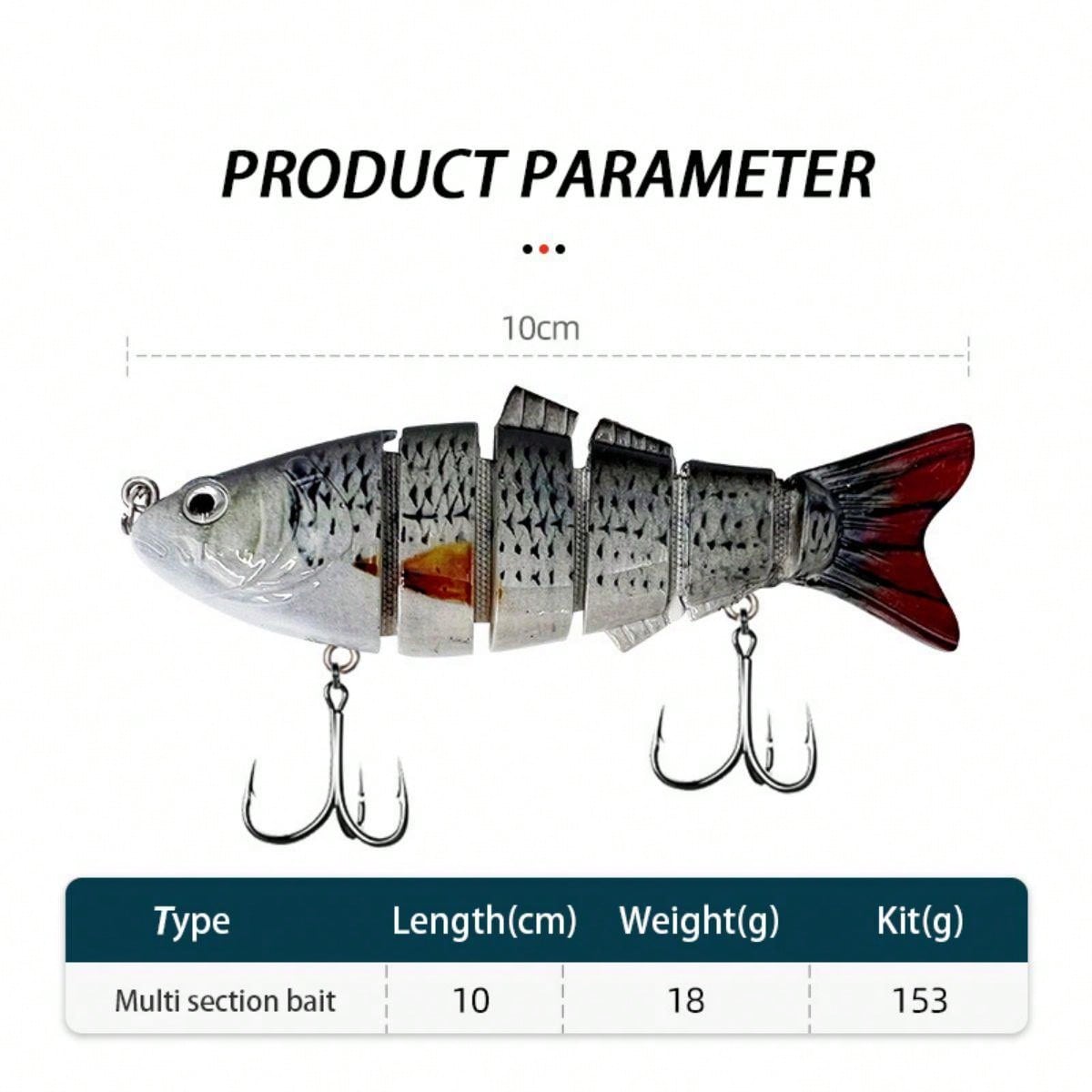 10cm Multiple Sections Fishing Lures Set With Box, Including 6 Sections ...