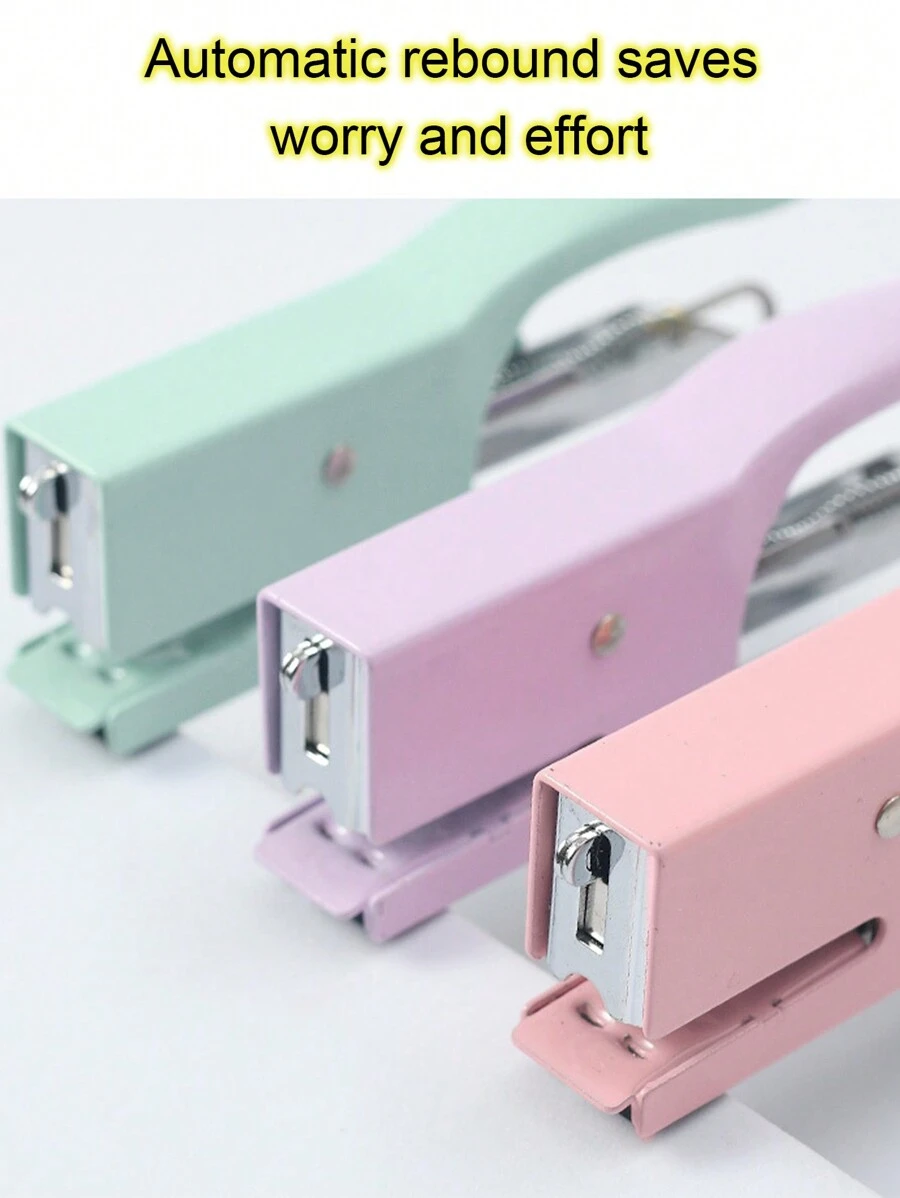 1pc Pink Handheld Stapler With 750 Staples 10-sheet Capacity, Effort ...