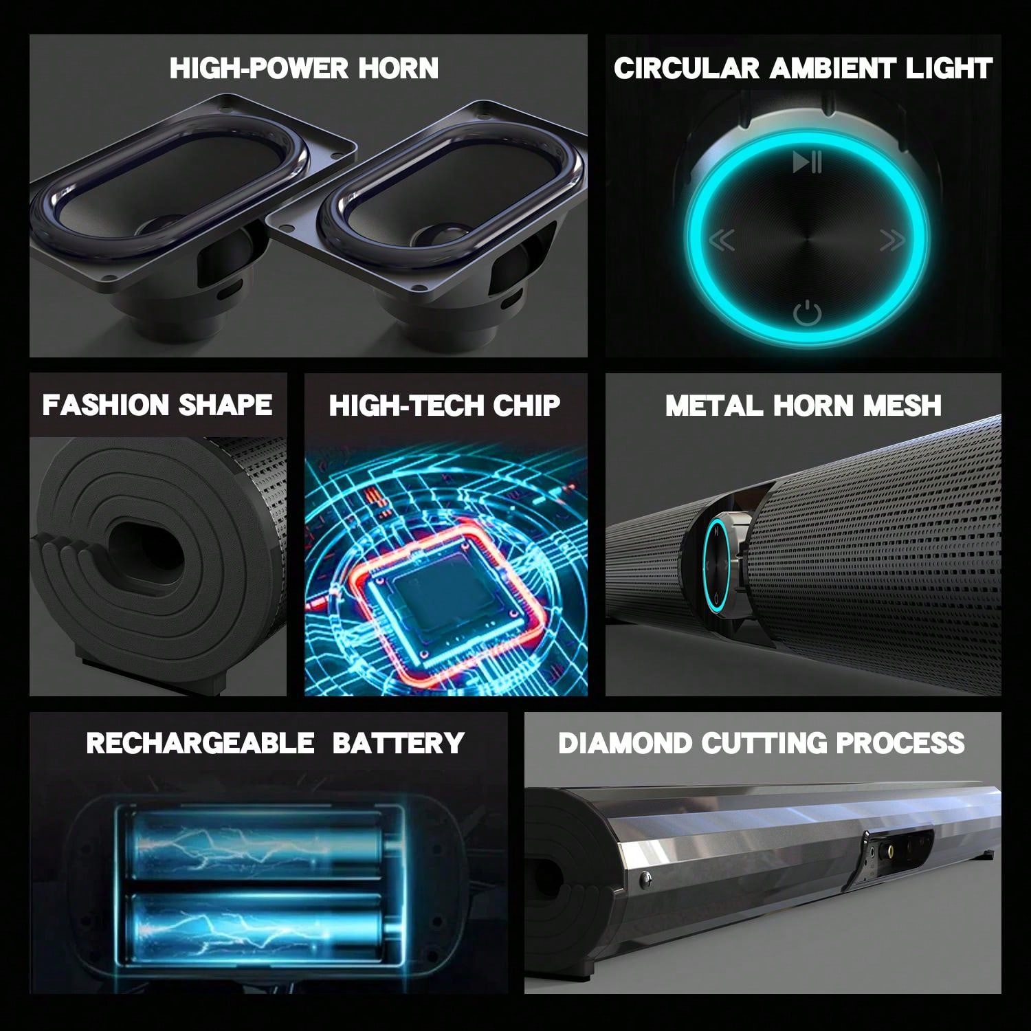 Soundbar Sound Wireless Computer Speaker Stereo Tv Home Theater Sombar ...