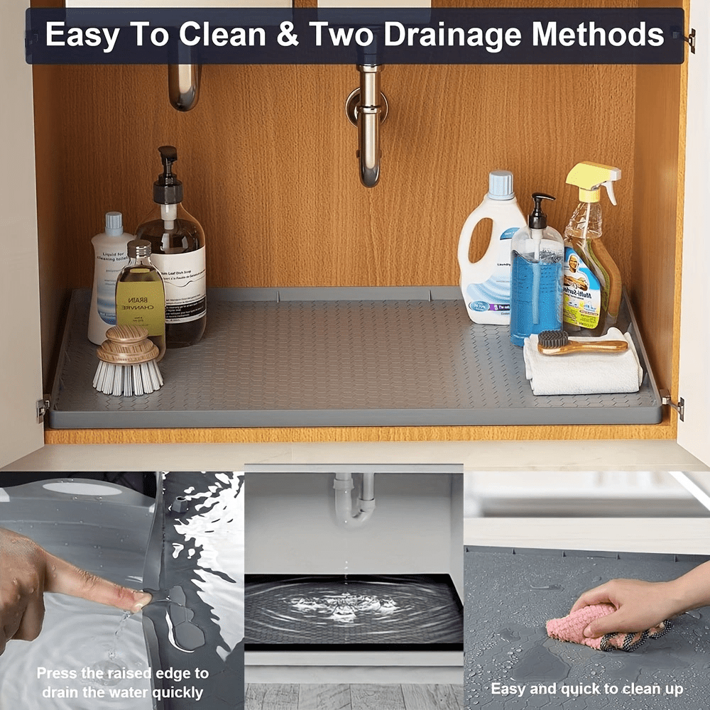 Silicone Pad For Kitchen Waterproof, Sink Cabinet Storage, Sink And ...