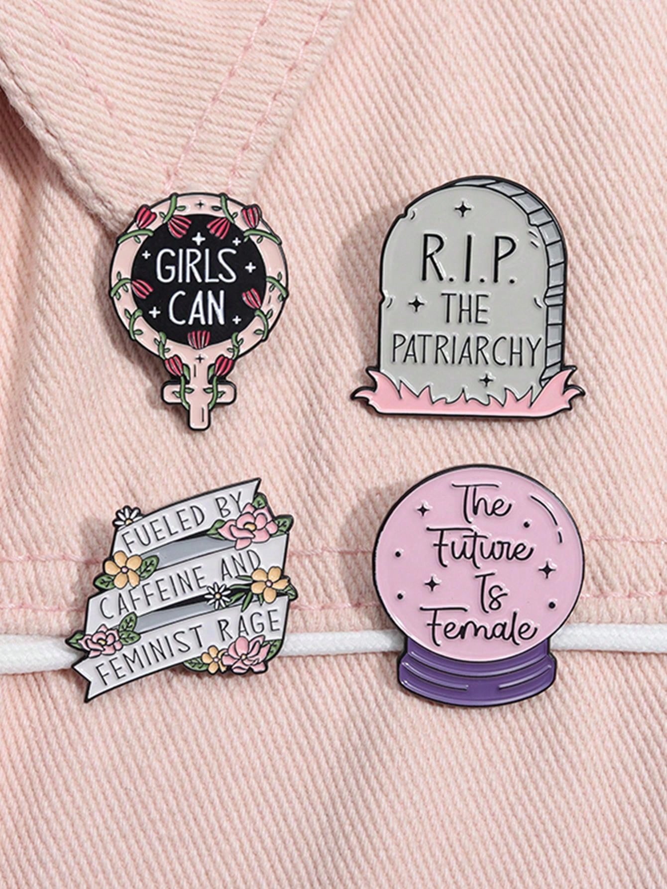 Cute 12Pcs The Future Is Female Enamel Pins Custom Making Herstory Girl ...