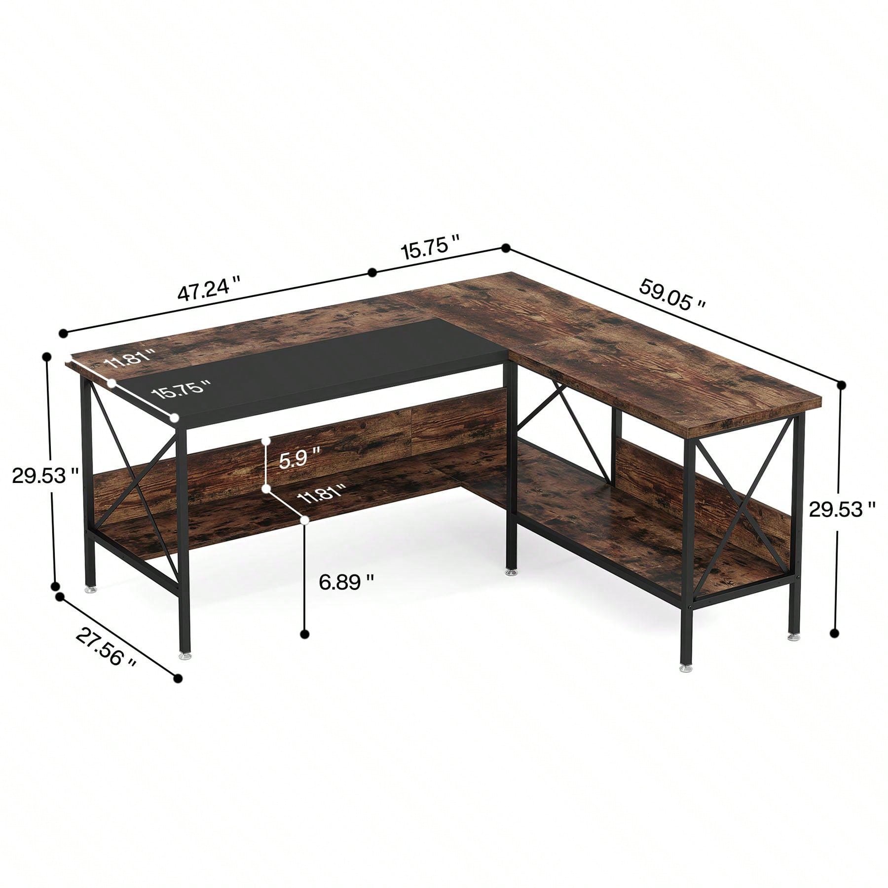 Tribesigns 63" L-Shaped Desk, Large Corner Computer Desk with 2 Long ...