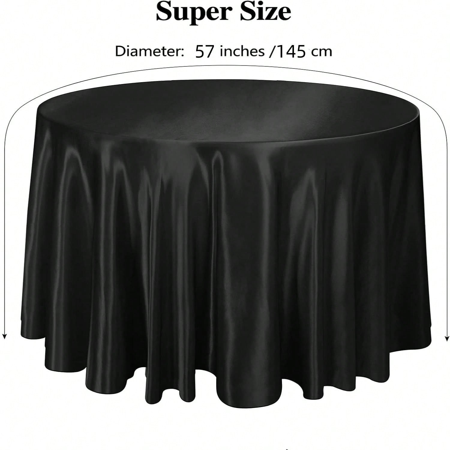 1pc 57-inch Round Shiny Polyester Tablecloth, Smooth Fabric Dining ...
