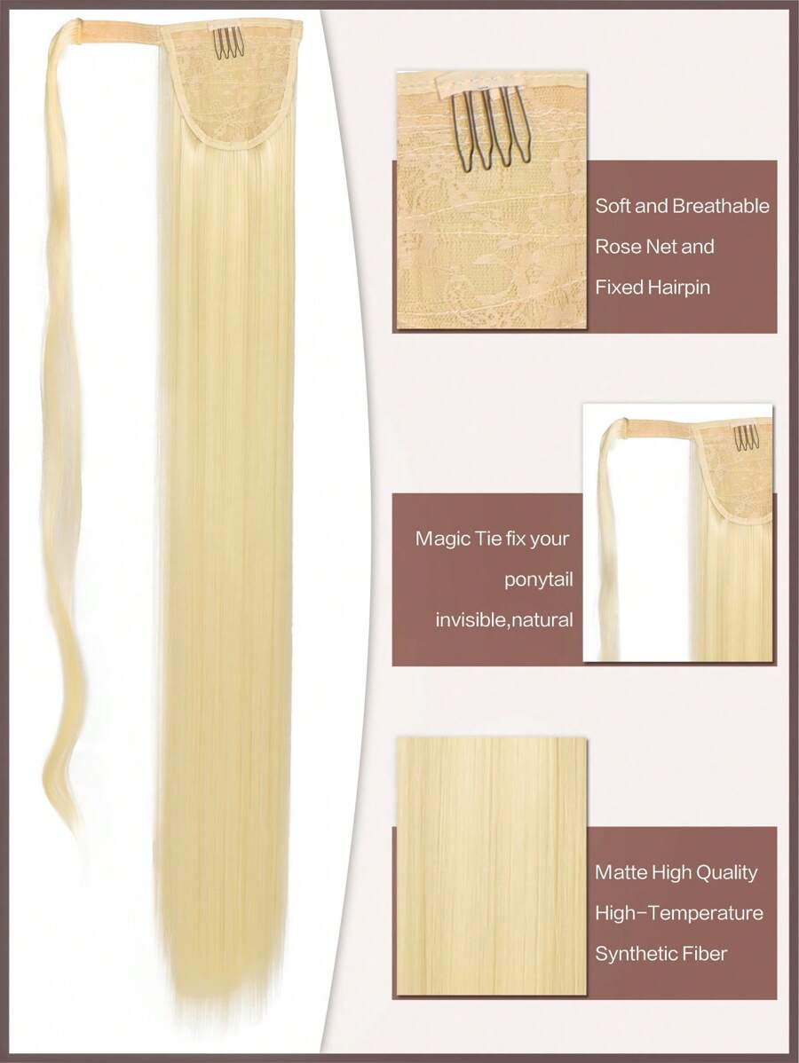 Blonde Long Ponytail Extension Clip in Ponytail Extension Wrap Around ...