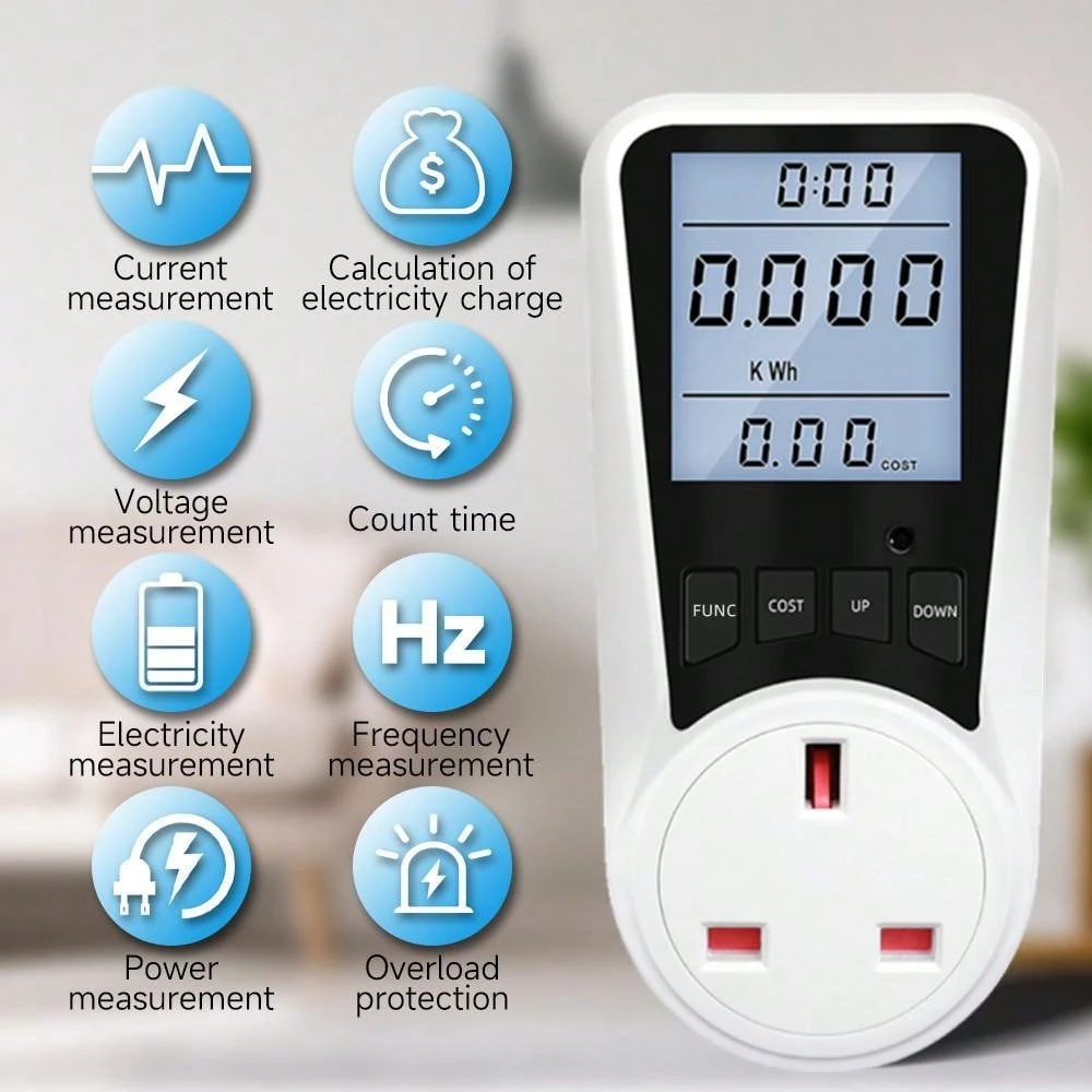 Cerhot UK Plug Energy Consumption Meter Rechargeable Electricity ...