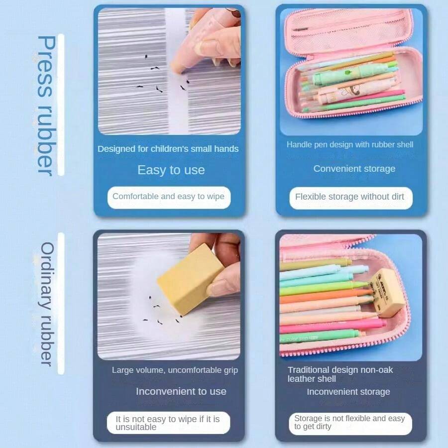 Press Type 4b Creative Rubber Eraser, Extendable And Cartoon Design ...