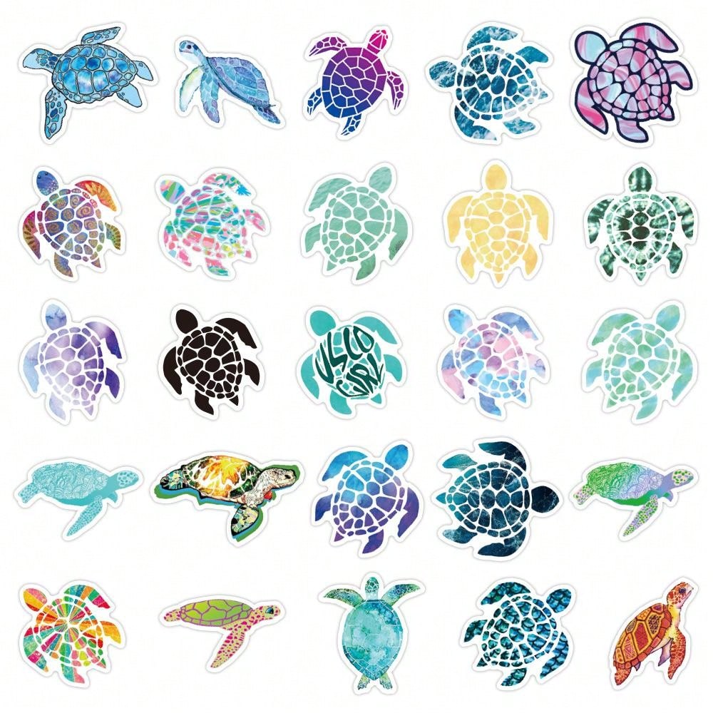 100pcs Sea Turtle Stickers, Cute Turtle Stickers, Waterproof Vinyl ...
