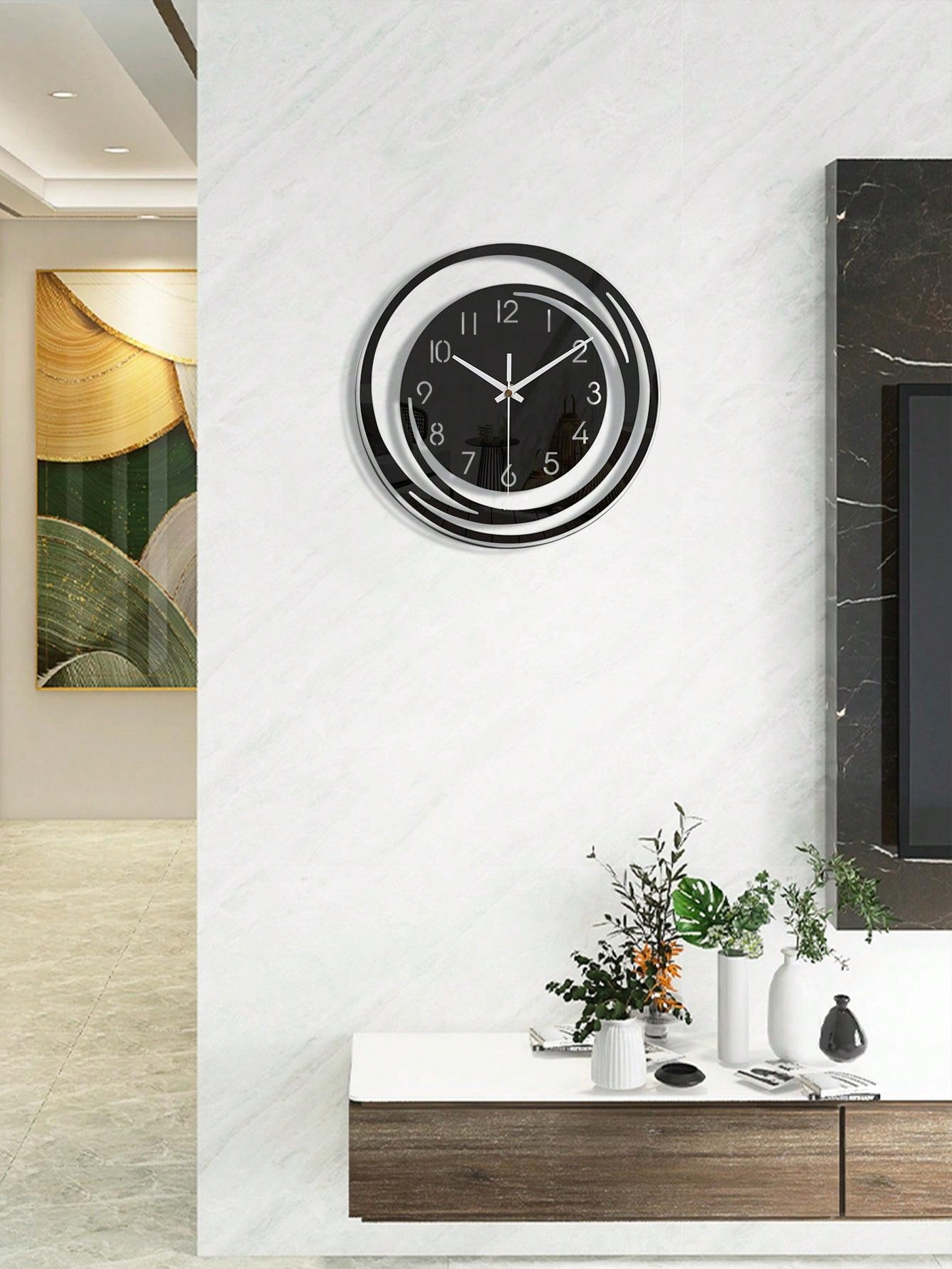 1 Pc, Modern Minimalist, Round Plexiglass Decorative Wall Clock ...