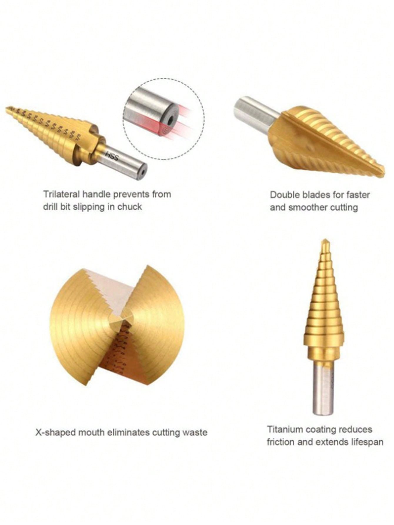 6pcs High Speed Steel Drill Bit Set With Multiple Sizes, Titanium ...