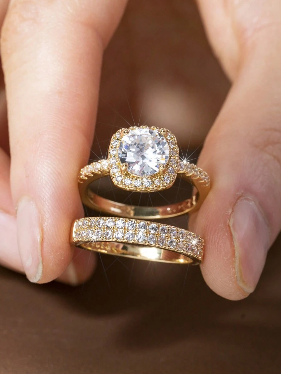 2pcs New Couple Rings For Ladies Set Lovers Ring Finger Jewelry Women's ...