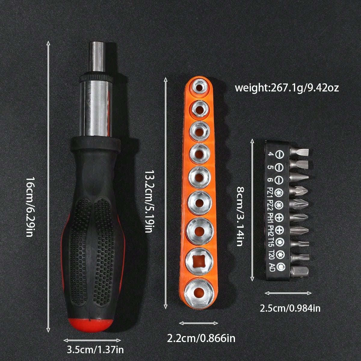 Chave De Fenda De Catraca Com Cabo Antiderrapante E Conjunto De Pontas ...