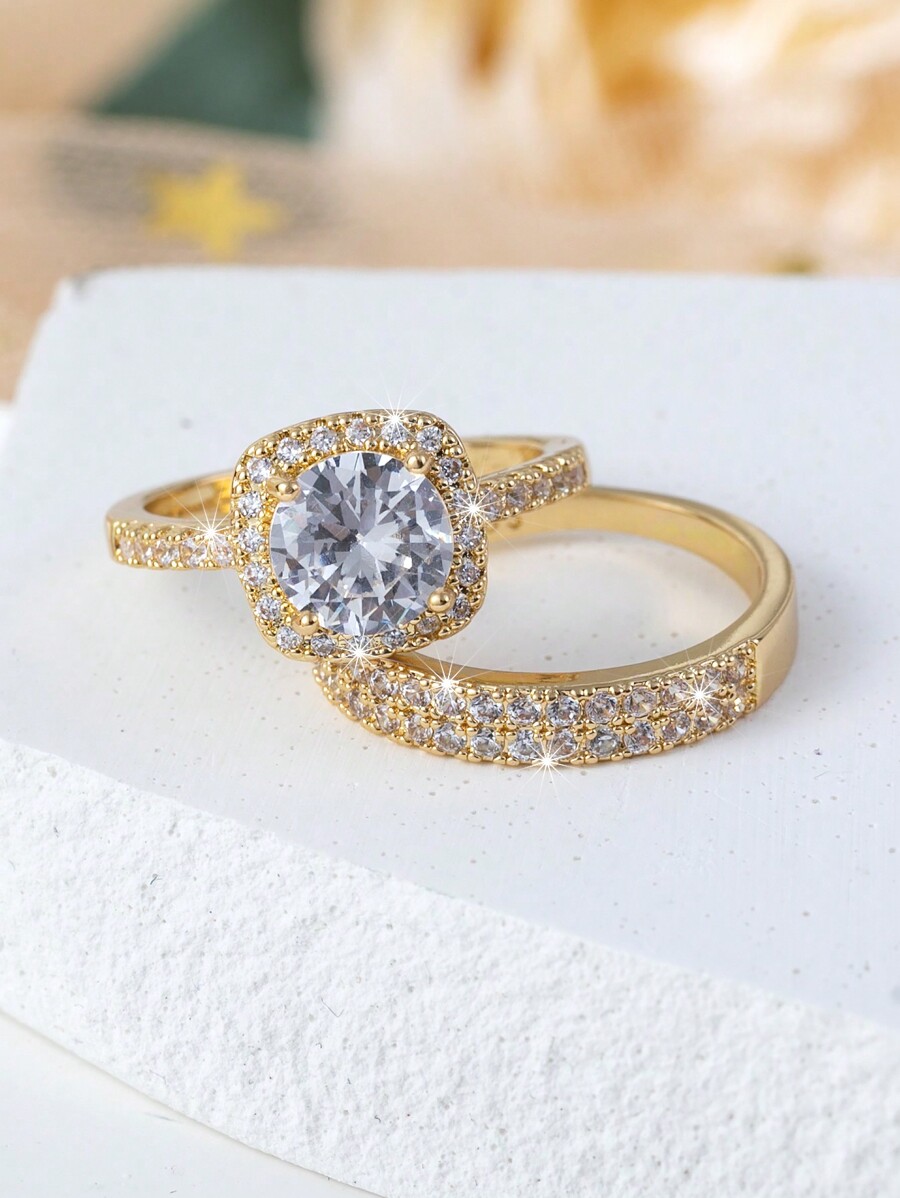 2pcs New Couple Rings For Ladies Set Lovers Ring Finger Jewelry Women's ...