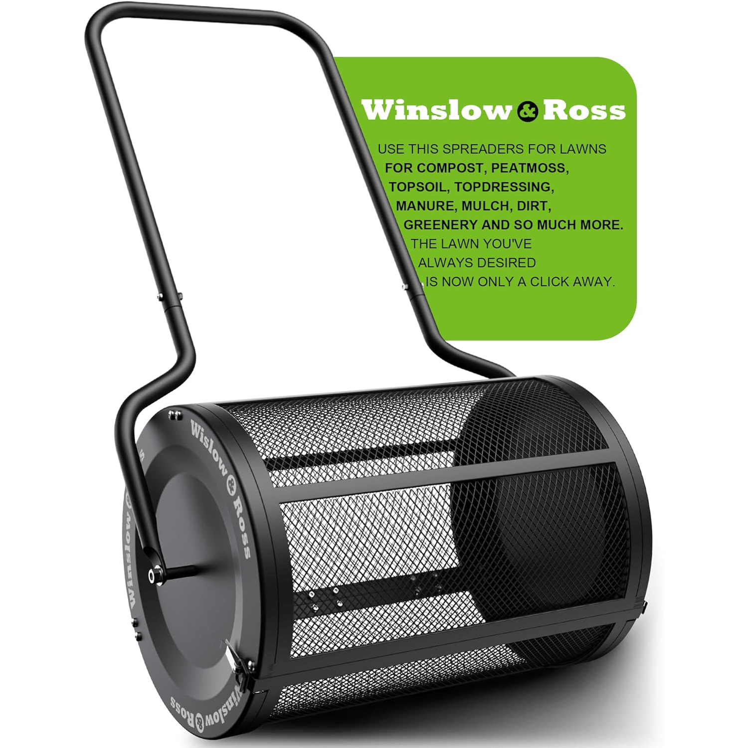 Compost Spreader for Lawn, 24 Inch Peat Moss Spreader with Double-Side ...