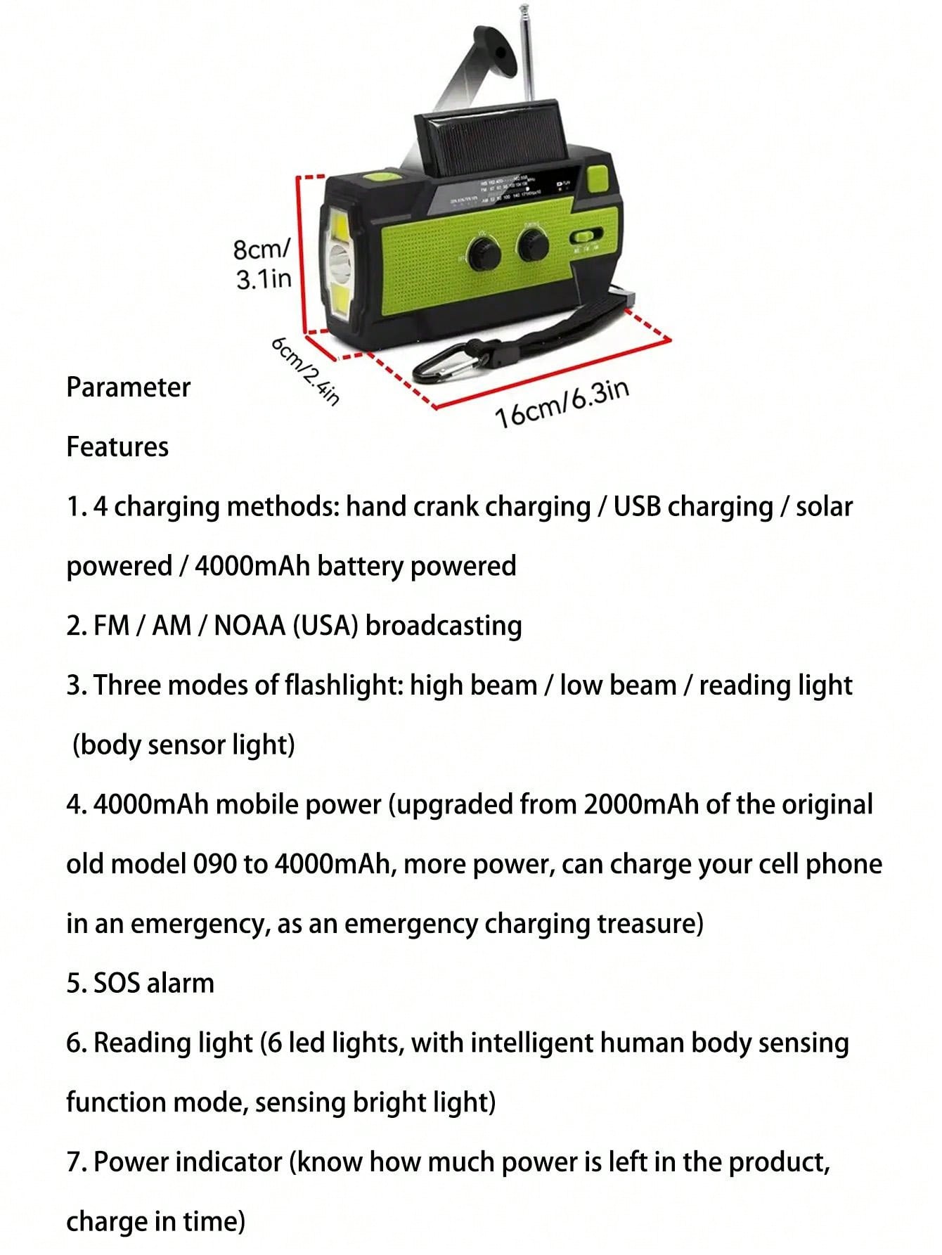 1 Portable Multi-Function Emergency Radio Flashlight Three Modes ...