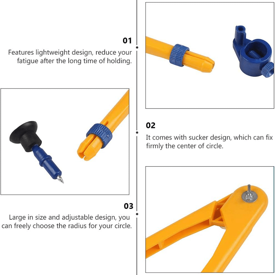 Precision Compass With Pencil, Large Diameter Adjustable Divider ...