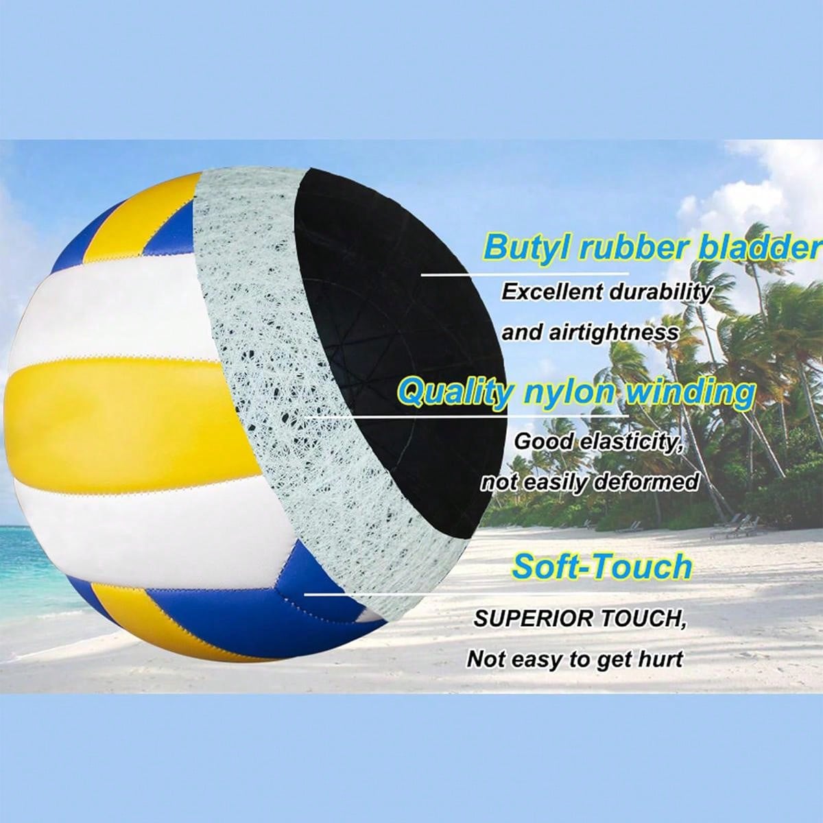 1pc Size 5 (22cm) Adult Unisex Professional Soft Volleyball, PU Leather ...