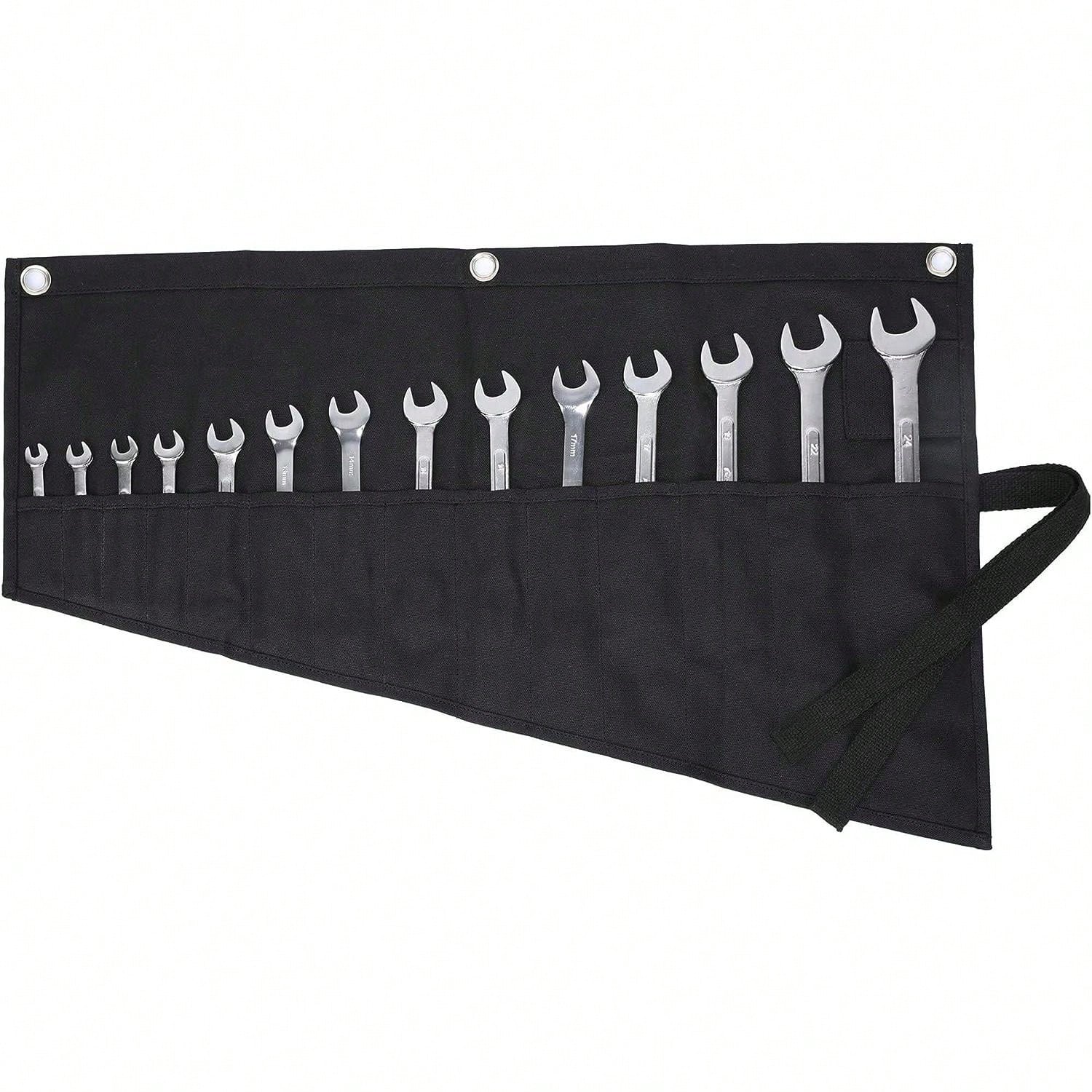 Wrench And Tool Roll Bag, Durable 16oz Waxed Canvas Construction Tool ...