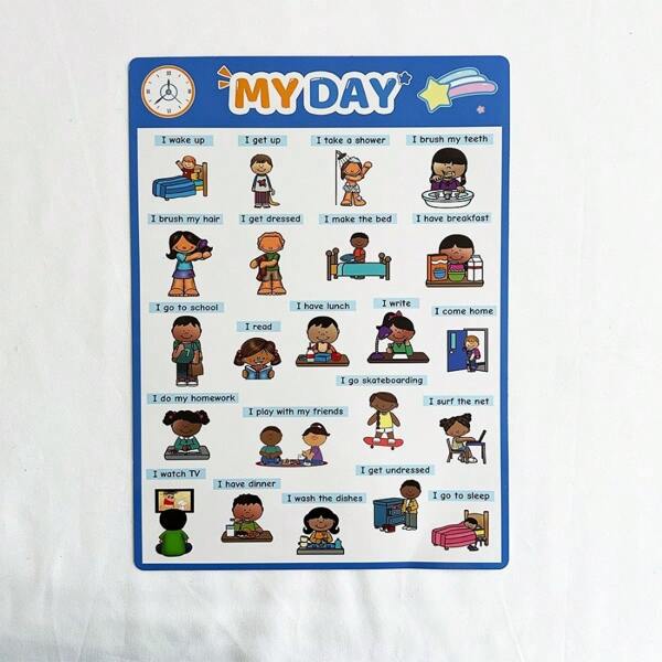 A4 English My Day Daily Routines Poster Children English Language ...