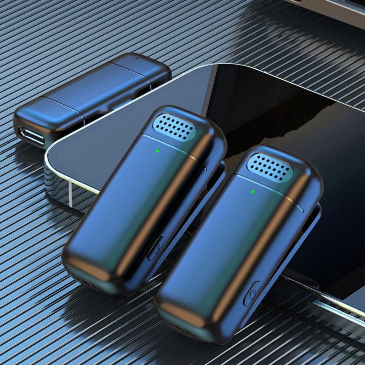 1-vers-2 Nouveau microphone sans fil lavalier numérique IOS, Étui de ...