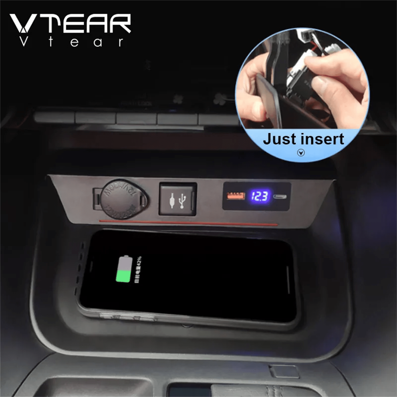 Vtear Rhd Car Center Console 15w Qi Wireless Charger Compatible With Toyota Rav4 Xa50 2020-2023 ...