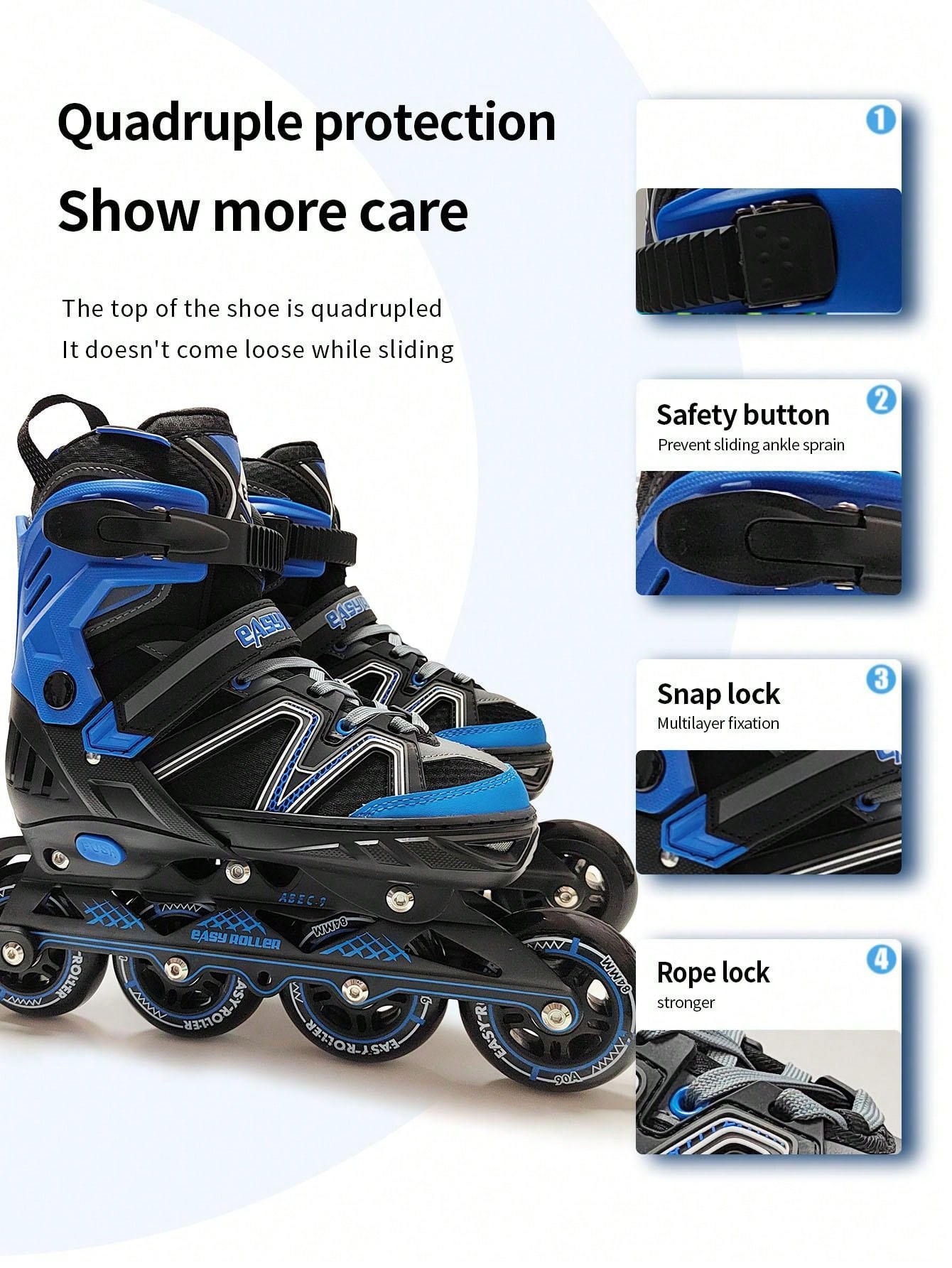 Easy Roller Sports Style 1 Pair Professional Roller Skates, Adjustable ...