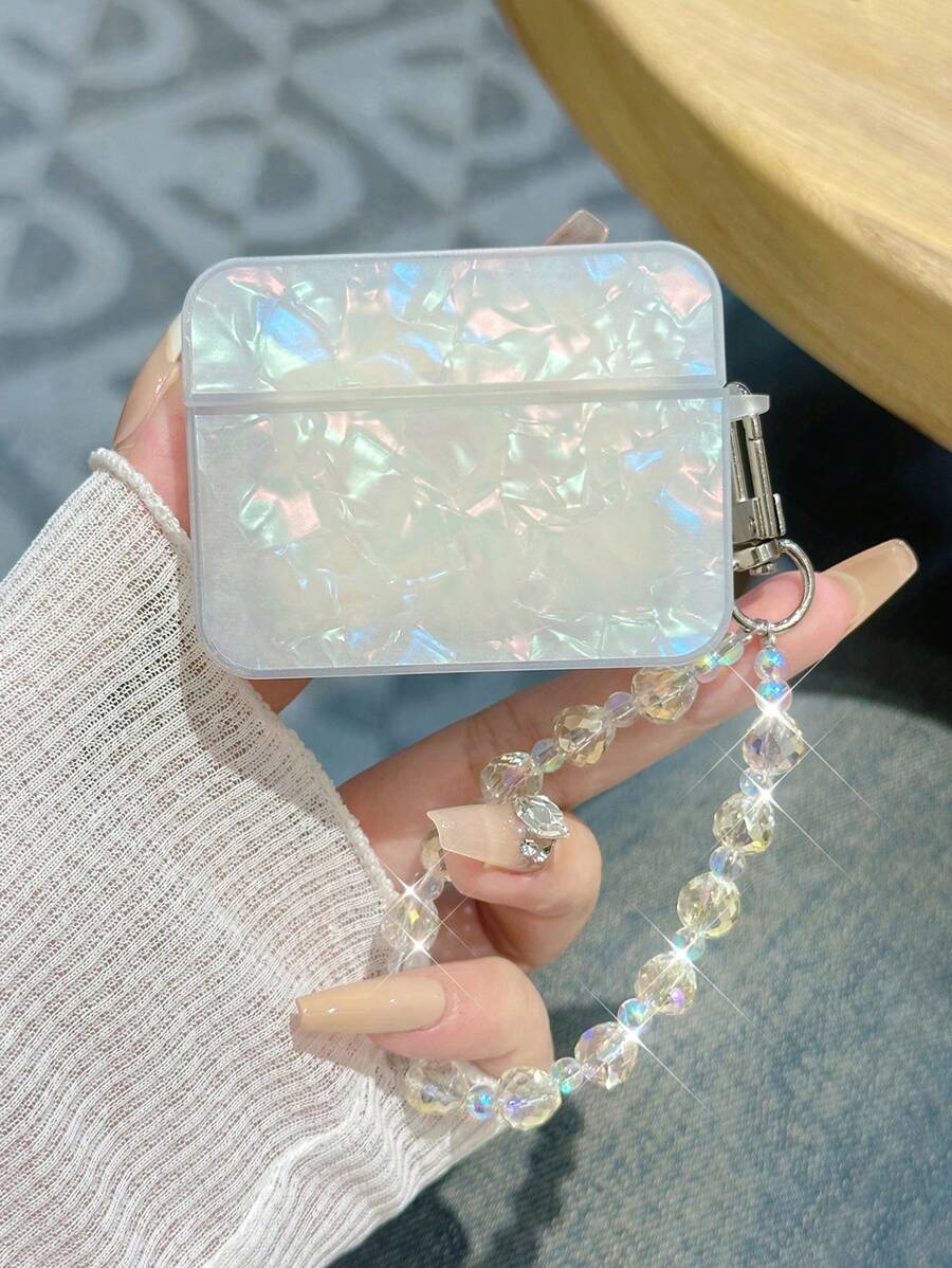 Sparkling Rhinestone Decor Chain With Colorful Square Earphone Case For ...