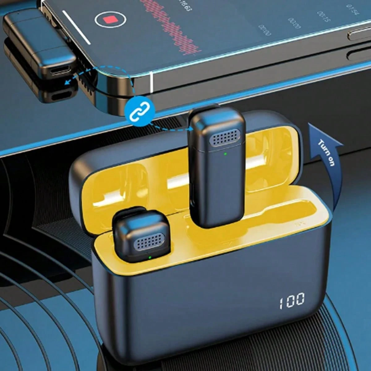 1-To-2 IOS Interface New Digital Wireless Lavalier Microphone, Noise ...