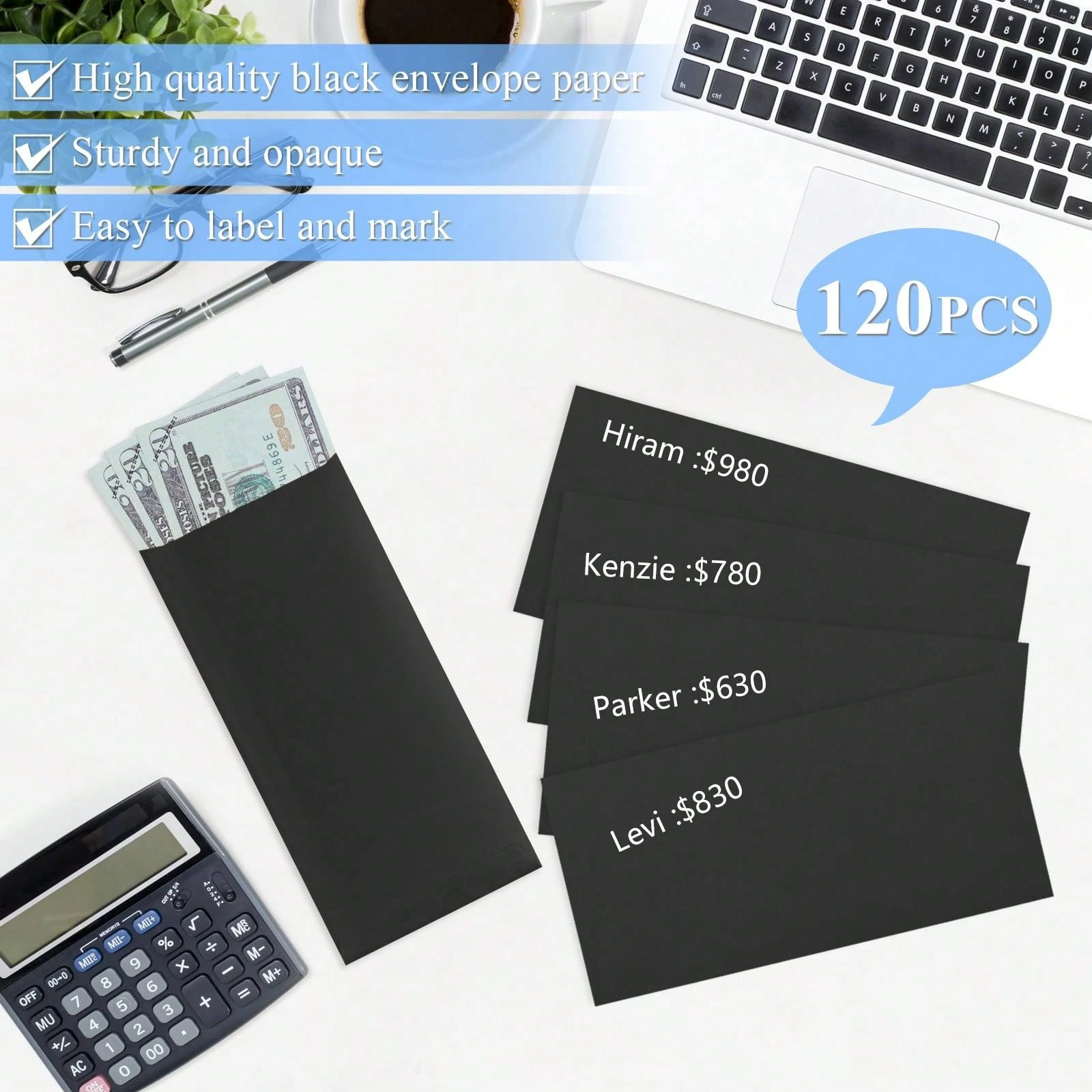 Cash Envelopes -120 Envelopes Money Saving Challenge, 3.2x6.6inch Black ...