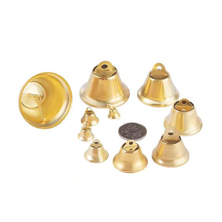 Christmas Handmade Diy Bell Parts, Including Gold-colored Open Bells ...